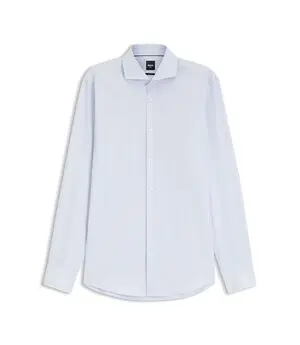 BOSS Slim-fit Shirt In Wrinkle-resistant Structured Cotton - Light Blue