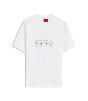 Hugo Cotton-jersey T-shirt With Printed Artwork - White