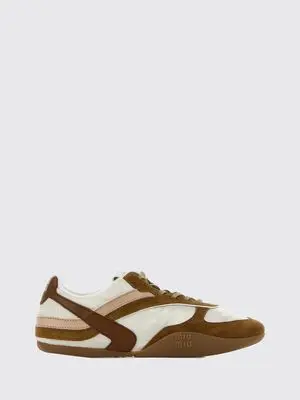 Miu Miu Gymnasium Sneakers In Re-nylon And Leather - Brown