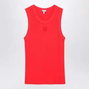 Loewe Anagram Ribbed Stretch Viscose Tank Top - Red