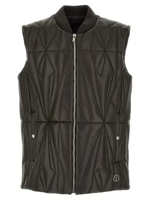 Rick Owens X Moncler Geocamo Leather Vest - Brown