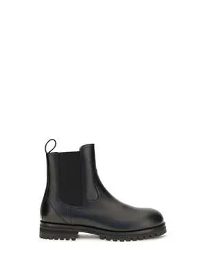 Loro Piana Kent Leather Ankle Boots