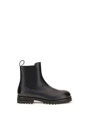 Loro Piana Kent Leather Ankle Boots - Black