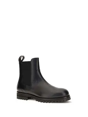 Loro Piana Kent Leather Ankle Boots - Black