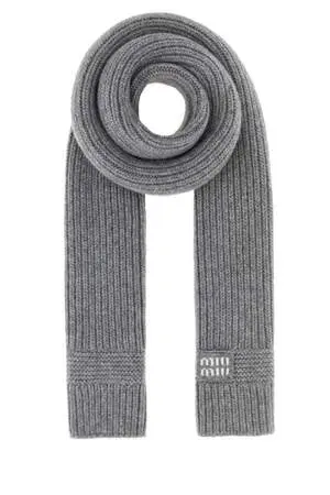Miu Miu Grey Wool Blend Scarf - Gray