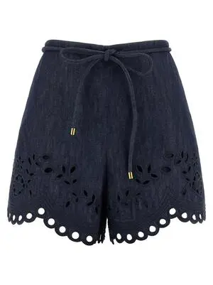 Zimmermann Mahon Cotton Denim Shorts - Blue