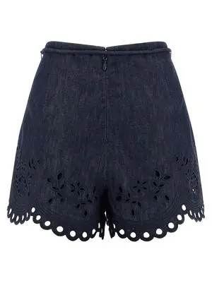 Zimmermann Mahon Cotton Denim Shorts - Blue