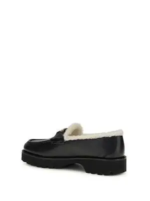 Valentino Garavani Vlogo Fur Loafers - Black