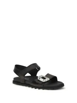 ROGER VIVIER Crystal Buckle Leather Sandals