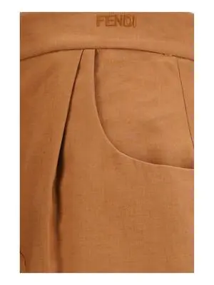Fendi Cotton And Linen Balloon Pants - Brown