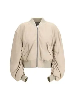 Rick Owens Secchia Flight Bomber In Lamb Leather - Cream