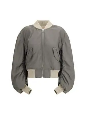 Rick Owens Secchia Flight Bomber In Lamb Leather - Cream