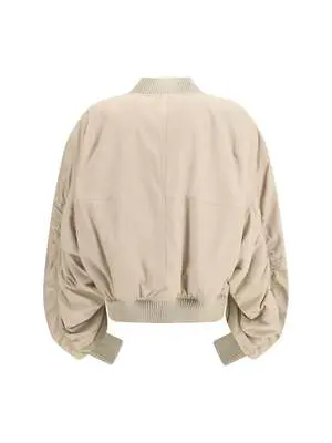Rick Owens Secchia Flight Bomber In Lamb Leather - Cream