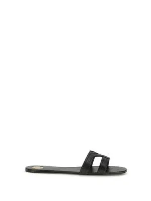 Saint Laurent Smooth Leather Mabrouka Sandals - Black