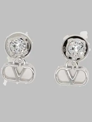 Valentino Garavani Orecchini Vlogo Signature Con Strass - Silver