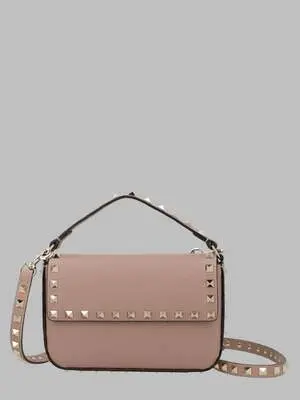 Valentino Garavani Pouch Rockstud In Vitello Granato