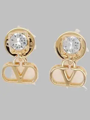 Valentino Garavani Orecchini Vlogo Signature Con Strass - Gold