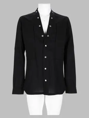 Rick Owens Wool Long Sleeve Button Detailed Shirt