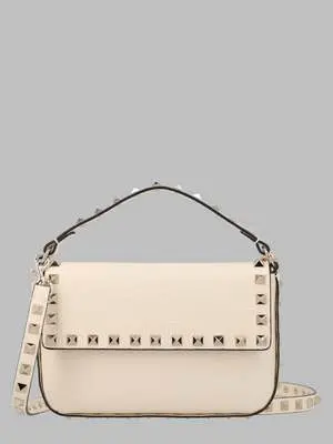 Valentino Garavani Pouch Rockstud In Vitello Granato - Cream