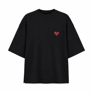 MYSIMPLICATED Black / Red Oversized Black T-shirt With Heart Logo
