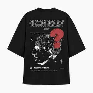 MYSIMPLICATED White / Black Oversized Black T-shirt With Custom Reality Print W