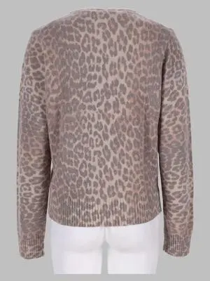 GANNI Animal Print Pullover Sweater - Cream
