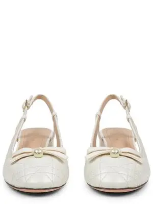 Dior Leather Slingback Ballerina Pumps - White