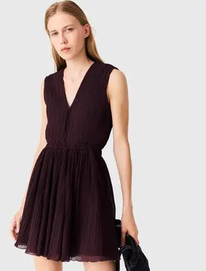Maje Short Pleated Skater Dress