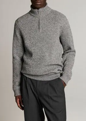 Vince Brushed Cotton-blend Waffle Quarter-zip Pullover - Heather Black