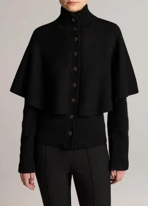 Vince Wool-blend Turtleneck Cape Cardigan