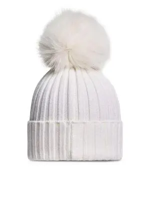 Moncler Wool Beanie With Pom Pom - White