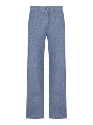 Fendi Blue Chambray Denim Trousers - Multicolor