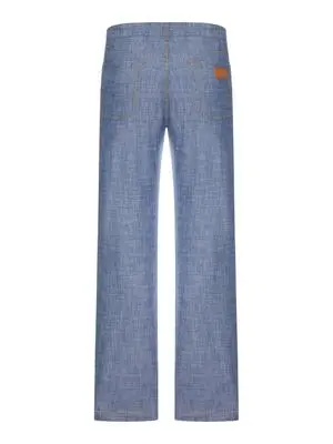 Fendi Blue Chambray Denim Trousers - Multicolor