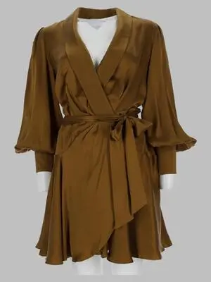 Zimmermann Silk Wrap Dress - Brown