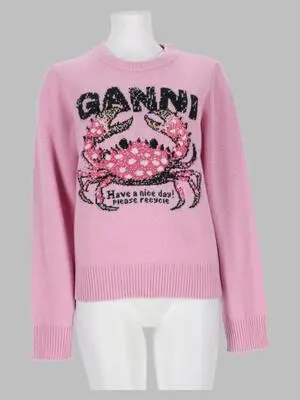 GANNI Graphic Knit Pullover - Pink