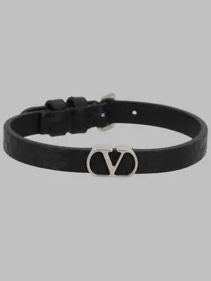 Valentino Garavani Bracciale Vlogo Signature In Pelle - Black