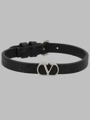 Valentino Garavani Vlogo Signature Leather Bracelet - Black