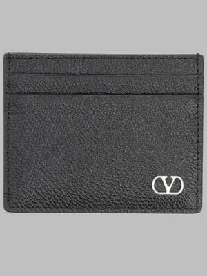 Valentino Garavani Vlogo Leather Card Holder - Black