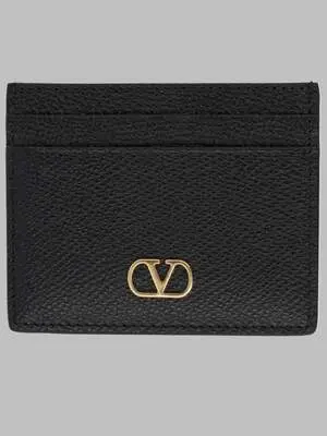 Valentino Garavani Portacarte Vlogo Signature In Pelle - Black