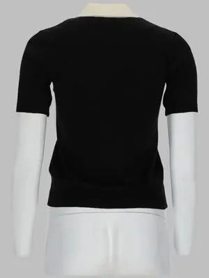 Valentino Garavani Wool Bow Detailed Short Sleeve Knit Pullover - Black