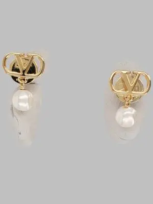 Valentino Garavani Vlogo Signature Pearl Earrings - Gold