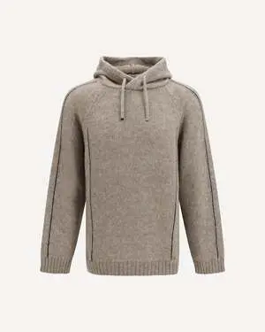 Giorgio Armani Alpaca-knit Hooded Sweatshirt With Contrasting Trims
