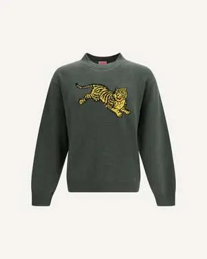 Kenzo Jumping Tiger Cotton Sweatshirt Mae - Green