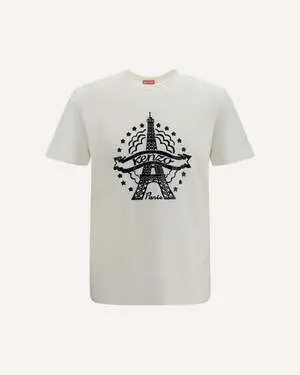 Kenzo Eiffel Tower Design Cotton T-shirt - White