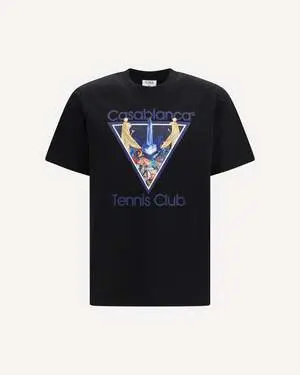 Casablanca Tennis Club Onde Perdu Print T-shirt Ale - Black