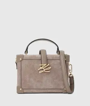 Karl Lagerfeld Suede Trunk Bag - Ash Grey