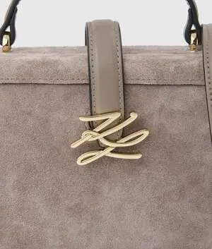 Karl Lagerfeld Suede Trunk Bag - Ash Grey