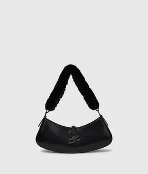 Karl Lagerfeld K/autograph Drop Small Shiny Shoulder Bag - Black-gunmetal