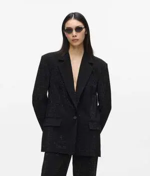 Karl Lagerfeld Rhinestone Tailored Blazer - Black