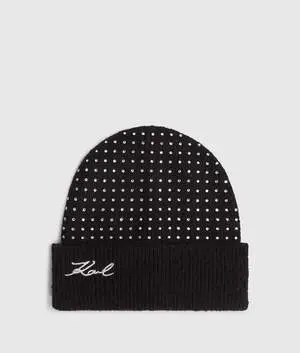 Karl Lagerfeld K/signature Rhinestone Beanie